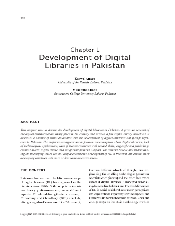 (PDF) Development of Digital Libraries in Pakistan
