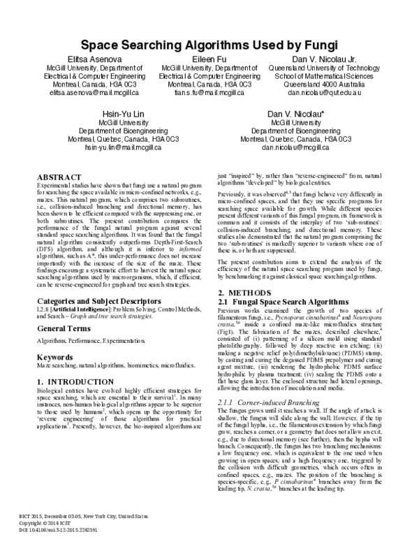 (PDF) Space Searching Algorithms Used by Fungi