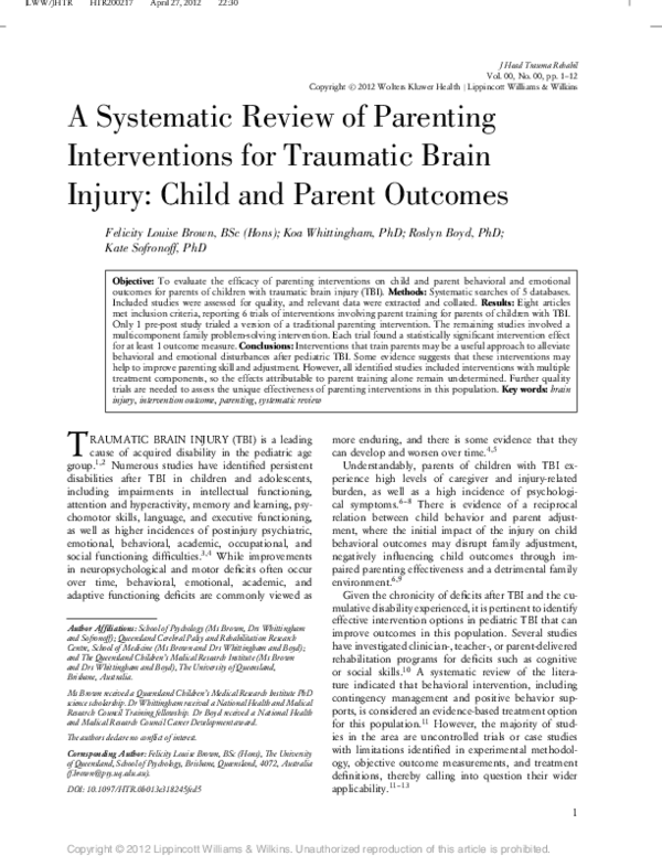 (PDF) A Systematic Review of Parenting Interventions for Traumatic ...