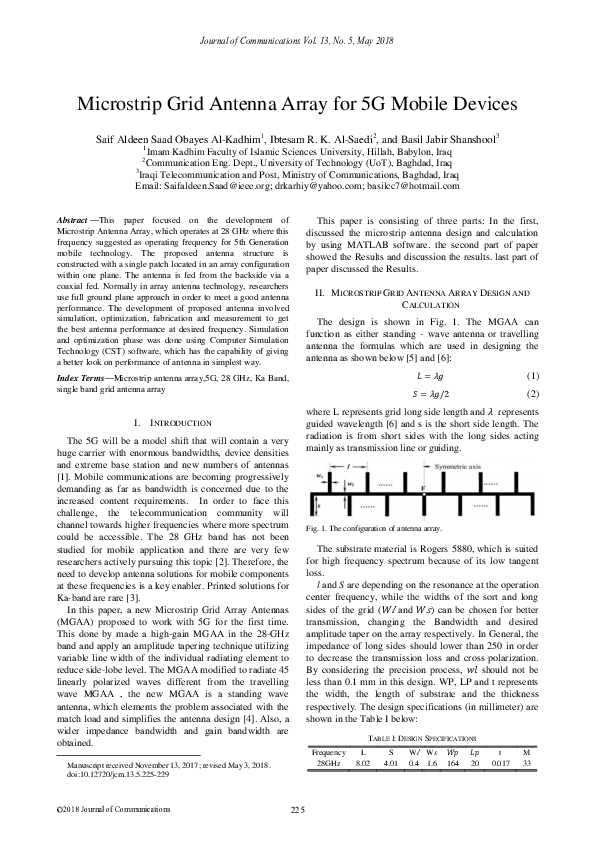 (PDF) Microstrip Grid Antenna Array for 5G Mobile Devices
