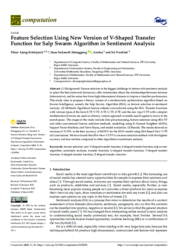 (PDF) Feature Selection Using New Version of V-Shaped Transfer Function ...