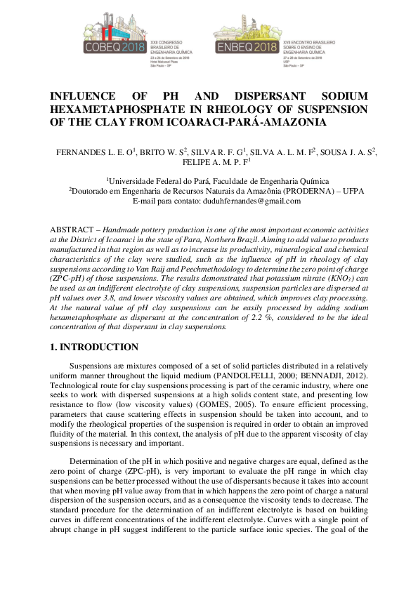 (PDF) Influence of PH and Dispersant Sodium Hexametaphosphate in ...