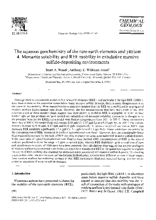 (PDF) The aqueous geochemistry of the rare-earth elements and yttrium 4. Monazite solubility and ...