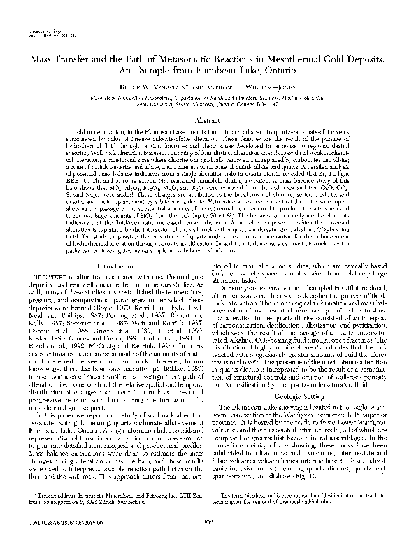 (PDF) Mass transfer and the path of metasomatic reactions in ...