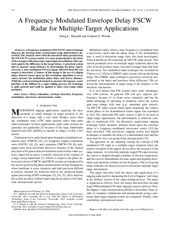 (PDF) A frequency modulated envelope delay FSCW radar for multiple ...