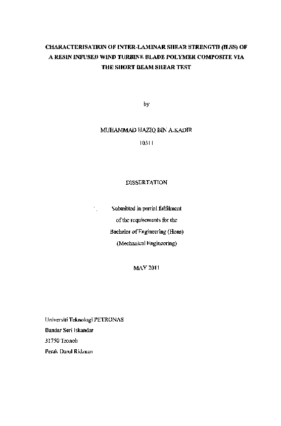 (PDF) Characterisation of Inter-Laminar Shear Strength (Ilss) Ofa Resin ...