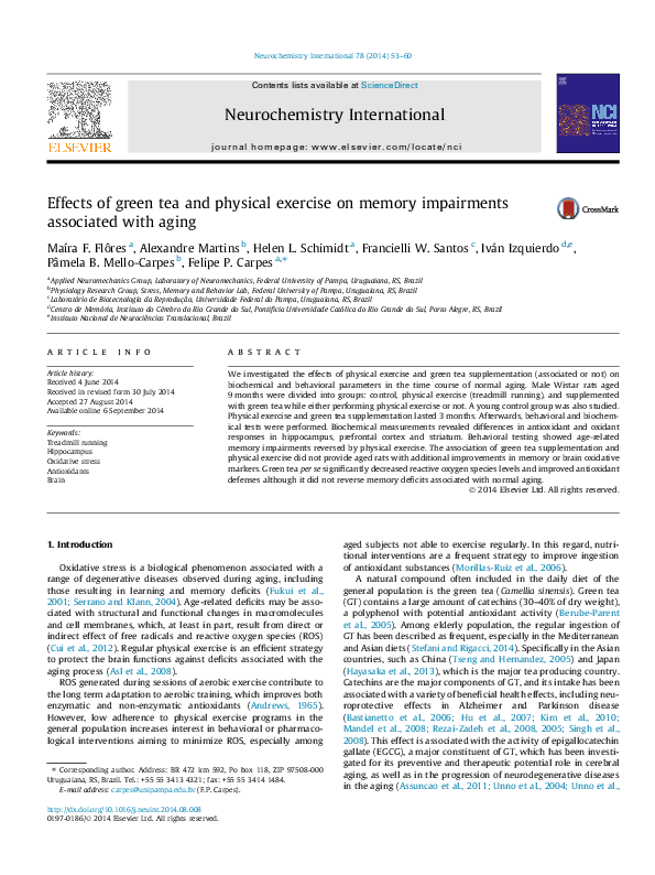 (PDF) Green Tea and Exercise Effects on Aging Memory