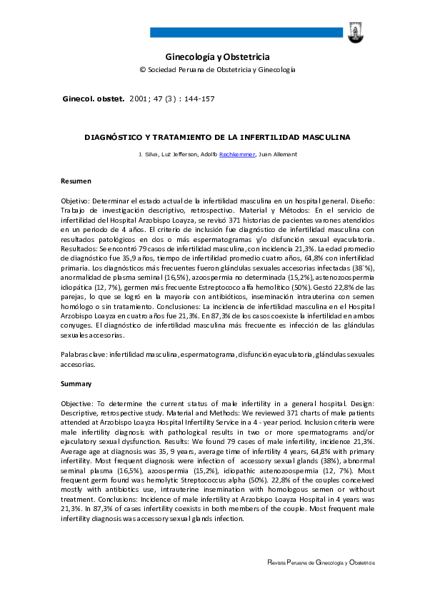 (PDF) Diagnóstico y Tratamiento De La Infertilidad Masculina