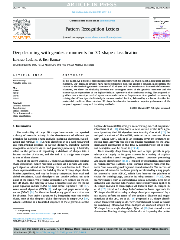 (PDF) Deep learning with geodesic moments for 3D shape classification