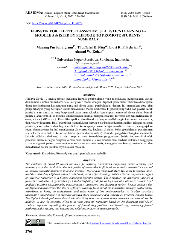 (PDF) Flip-Stik for Flipped Classroom: Statistics Learning E-Module ...