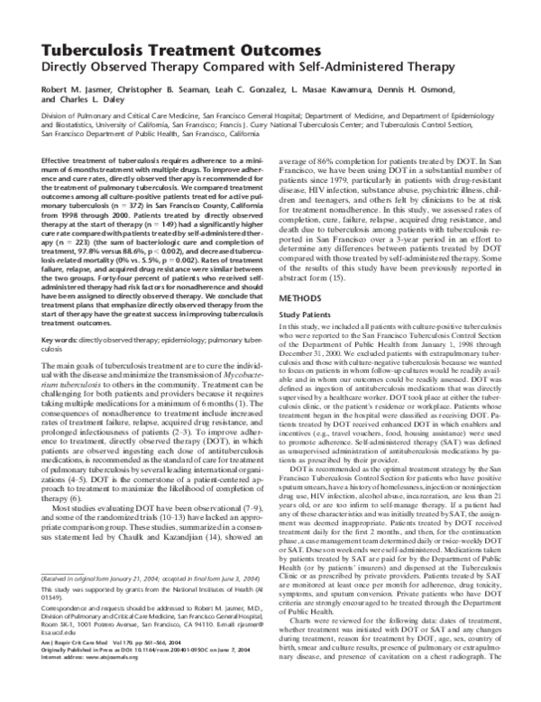 (PDF) Tuberculosis Treatment Outcomes