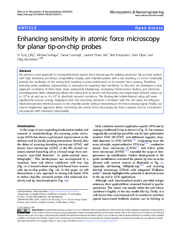 (PDF) Enhancing sensitivity in atomic force microscopy for planar tip-on-chip probes