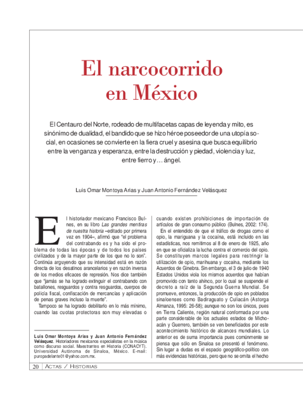 Pdf El Narcocorrido En México Montoya Arias Luis Omar
