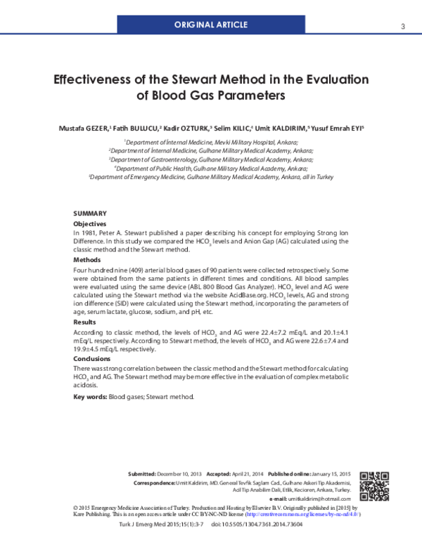 (PDF) Effectiveness of the Stewart Method in the Evaluation of Blood ...