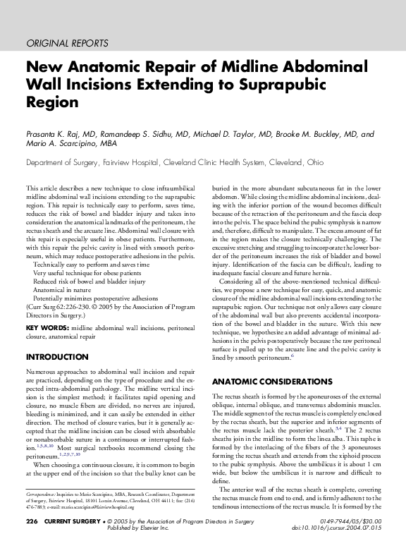 (PDF) New anatomic repair of midline abdominal wall incisions extending ...