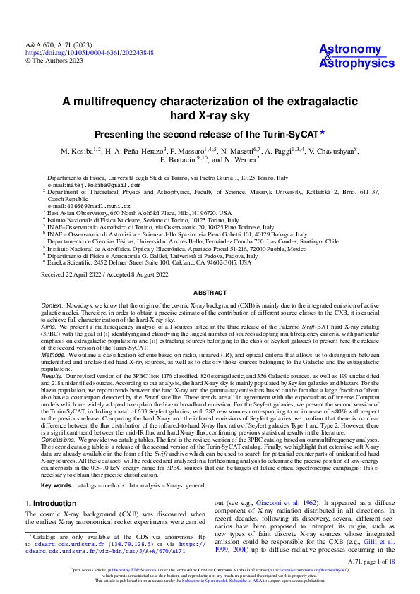 (PDF) A multifrequency characterization of the extragalactic hard X-ray ...