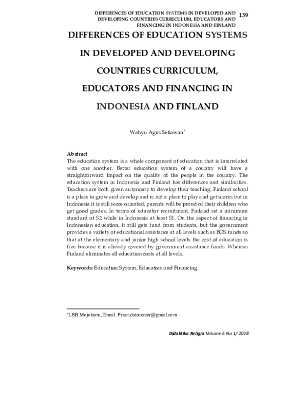 (PDF) Differences of Education Systems in Developed and Developing ...