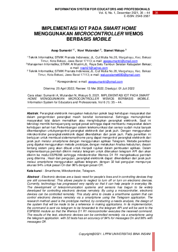(PDF) Implementasi Iot Pada Smart Home Menggunakan Microcontroller ...
