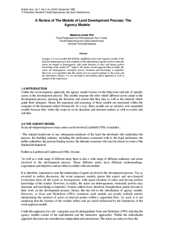 (PDF) A Review of The Models of Land Development Process:The ...