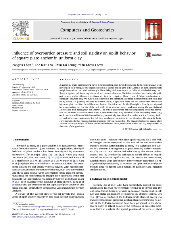 (PDF) Influence of overburden pressure and soil rigidity on uplift ...