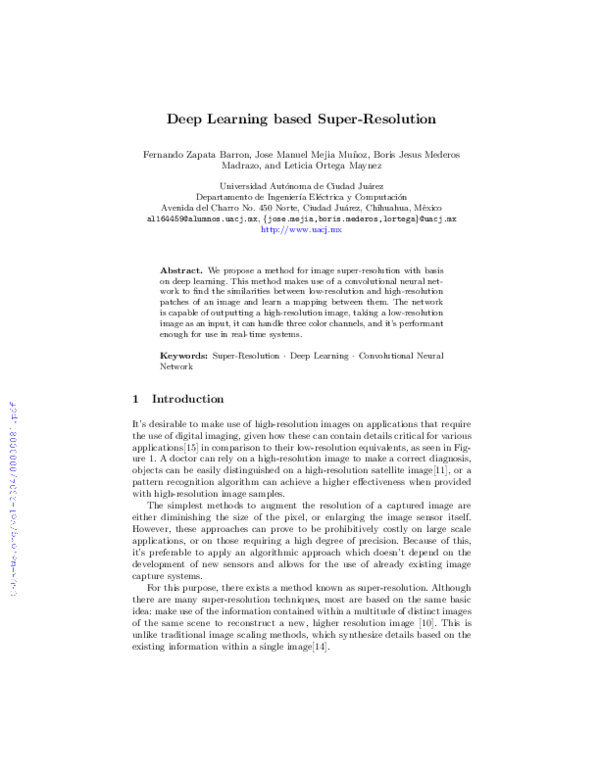 (PDF) Deep Learning based Super-Resolution