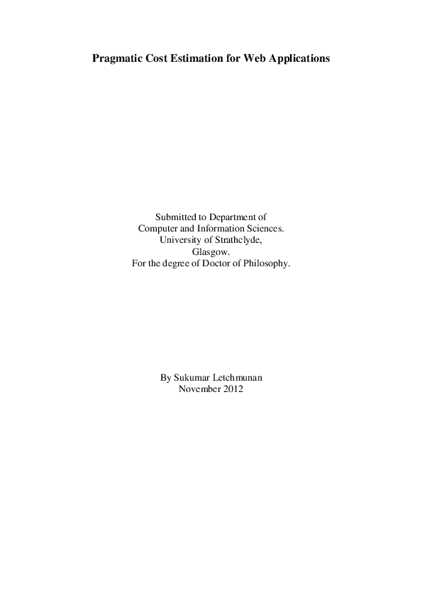 Pdf Pragmatic Cost Estimation For Web Applications