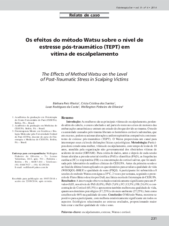 (PDF) The Effects of Method Watsu on the Level of Post-Traumatic Stress ...
