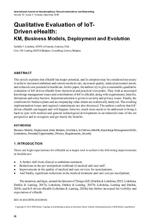 (PDF) Qualitative Evaluation of IoT-Driven eHealth