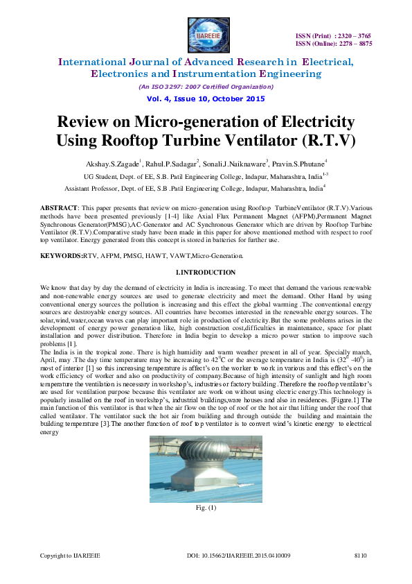 (PDF) Review on Micro-generation of Electricity Using Rooftop Turbine ...