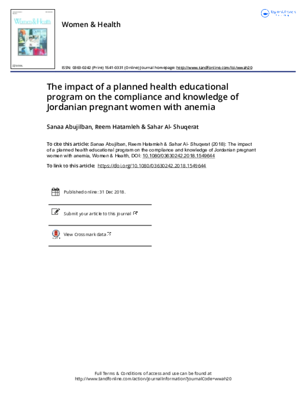(PDF) The impact of a planned health educational program on the compliance and knowledge of ...
