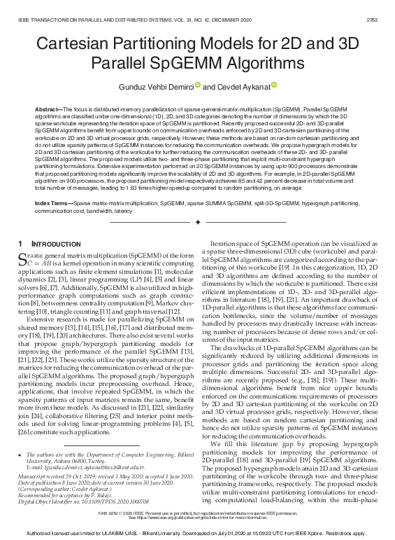 Pdf Cartesian Partitioning Models For 2d And 3d Parallel Spgemm 4989