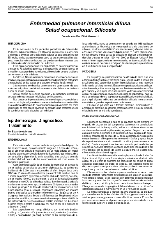 (PDF) Enfermedad pulmonar intersticial difusa. Salud ocupacional. Silicosis