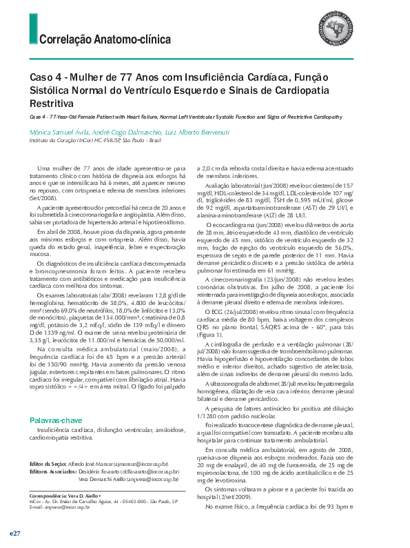 (PDF) Caso 4: Mulher de 77 Anos com insuficiência cardíaca, função ...