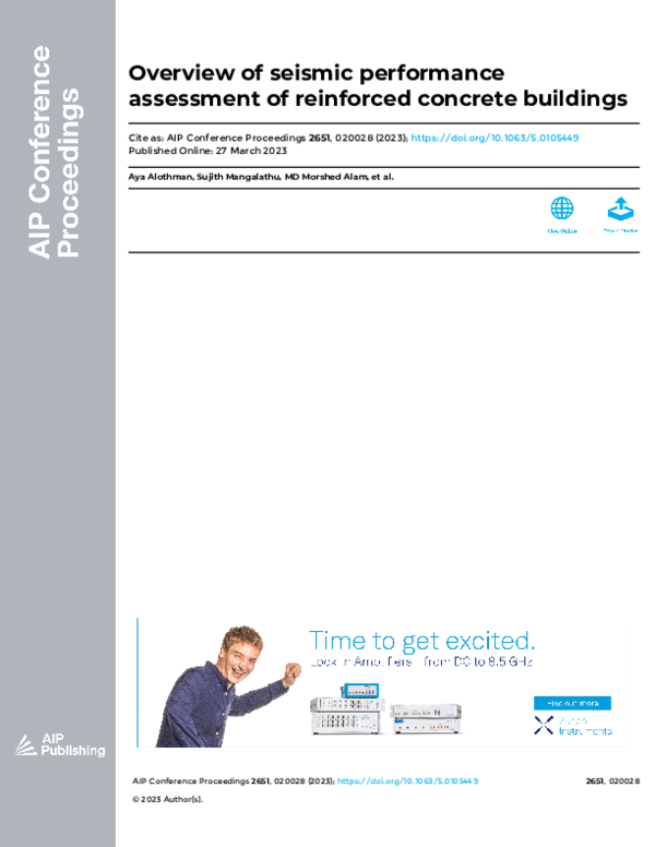 Pdf Overview Of Seismic Performance Assessment Of Reinforced Concrete Buildings