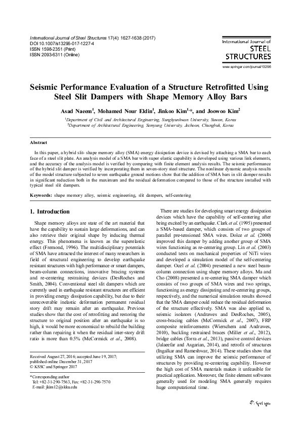 (PDF) Seismic performance evaluation of a structure retrofitted using steel slit dampers with ...