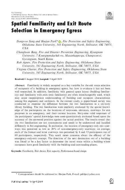 (PDF) Spatial Familiarity and Exit Route Selection in Emergency Egress