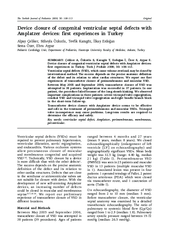 (PDF) Device Closure of Congenital Ventricular Septal Defects | Sema ...
