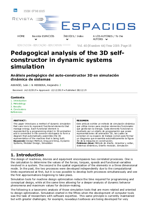 (PDF) Pedagogical analysis of the 3D self-constructor in dynamic ...