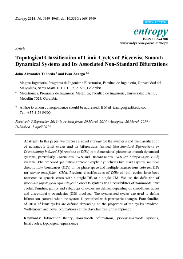 (PDF) Article Topological Classification of Limit Cycles of Piecewise Smooth Dynamical Systems ...
