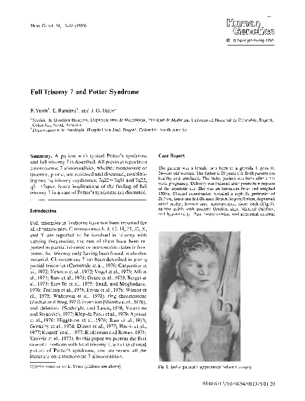 (PDF) Full trisomy 7 and Potter syndrome