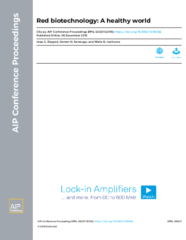 (PDF) Red biotechnology: A healthy world