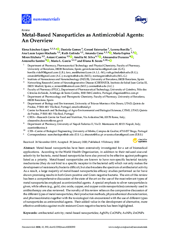 (PDF) Metal-Based Nanoparticles as Antimicrobial Agents: An Overview