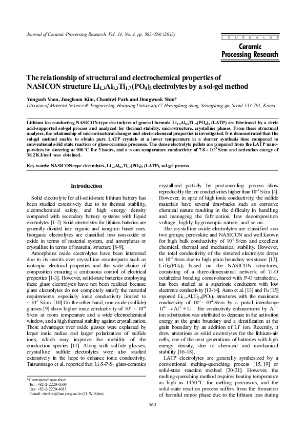 (PDF) The relationship of structural and electrochemical properties of ...