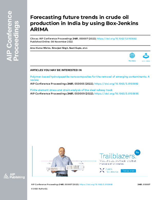 Pdf Forecasting Future Trends In Crude Oil Production In India By