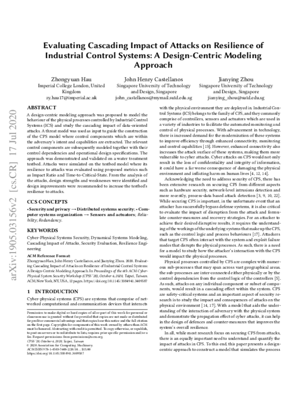 (PDF) Evaluating Cascading Impact of Attacks on Resilience of ...