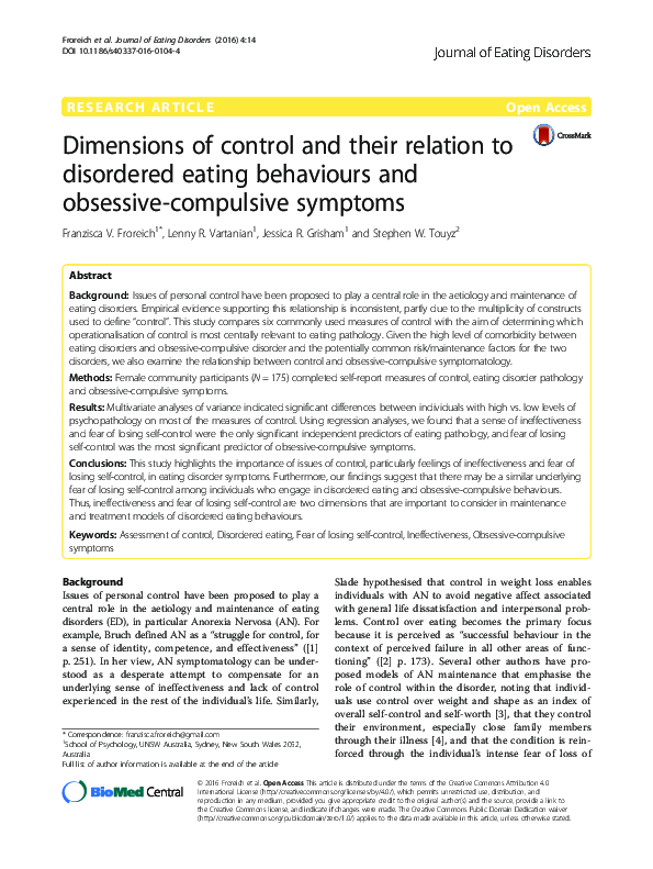 (PDF) Dimensions of control and their relation to disordered eating ...