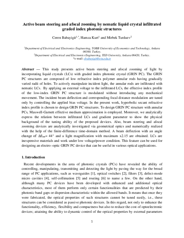 (PDF) Active beam steering and afocal zooming by nematic liquid crystal-infiltrated graded index ...
