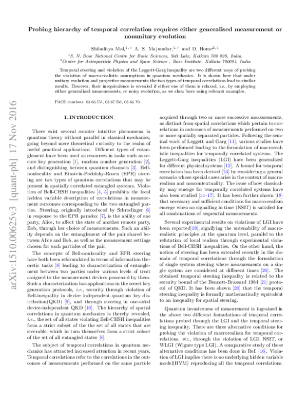 (PDF) Hierarchy of temporal correlations in quantum mechanics