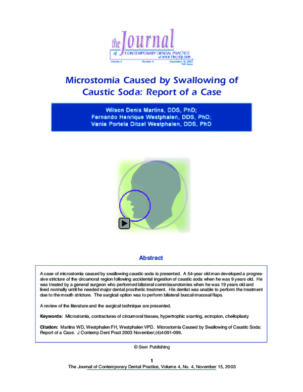(PDF) Microstomia Caused by Swallowing of Caustic Soda: Report of a Case
