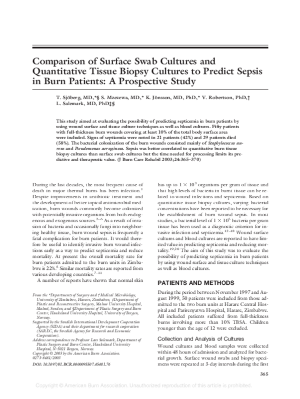 (PDF) Comparison of Surface Swab Cultures and Quantitative Tissue ...